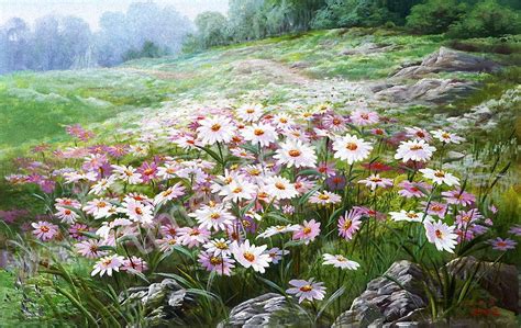 Цветущие поля картина раскраска по номерам размер 40х50см цена 750 руб Magazin