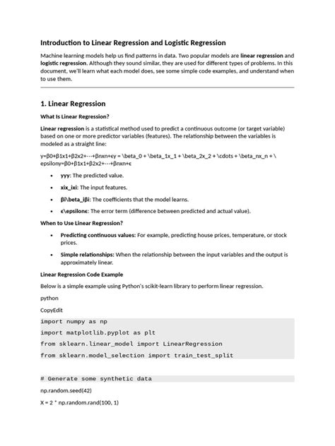 Intro To Linear And Logistic Reg Pdf Logistic Regression