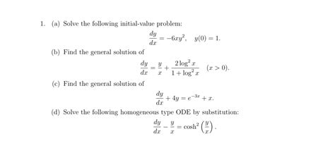 Solved A ﻿solve The Following Initial Value