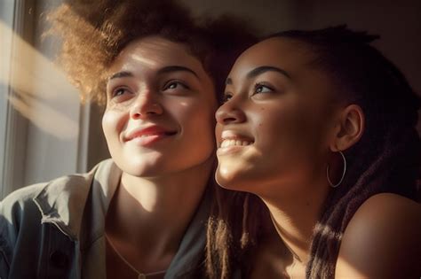 Premium Ai Image Lovely Lesbian Couple Having A Good Time Practicing