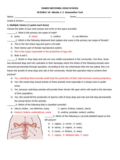 Sci10 Weeks 1 3 Pdf Menstrual Cycle Luteinizing Hormone