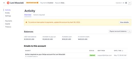 Manage Individual Accounts Stripe Documentation