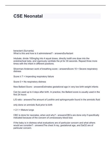 Cse Neonatal Questions With Solutions Cse Stuvia Us
