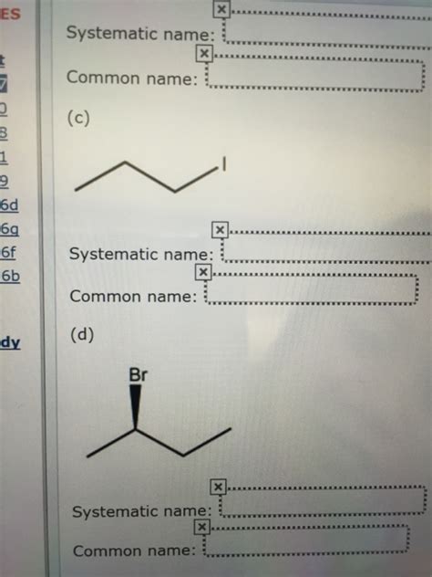 Solved signment ES List the systematic name and common name | Chegg.com
