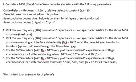 1 Consider A Mos Metal Oxide Semiconductor
