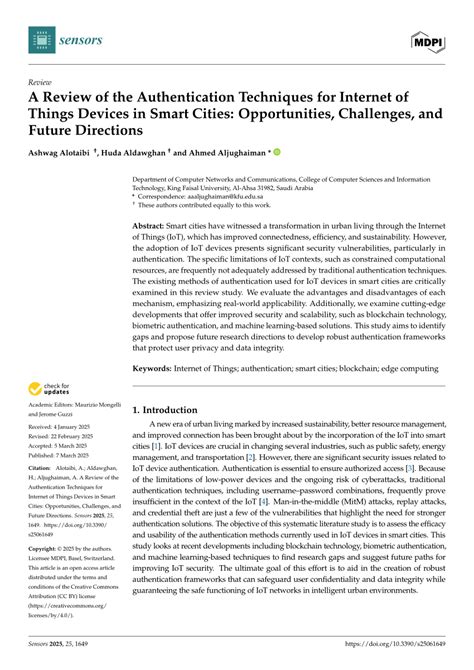 Pdf A Review Of The Authentication Techniques For Internet Of Things