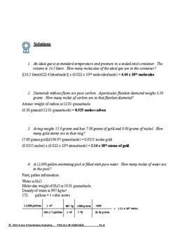 Calculating Moles Atoms Molecules Avogadros Number TPT