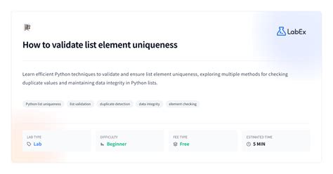 how to validate list element uniqueness labex