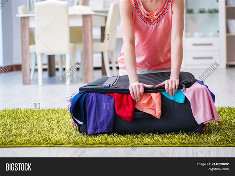 Woman Trying Fit All Image Photo Free Trial Bigstock