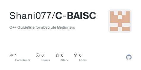 Github Shani077c Baisc C Guideline For Absolute Beginners
