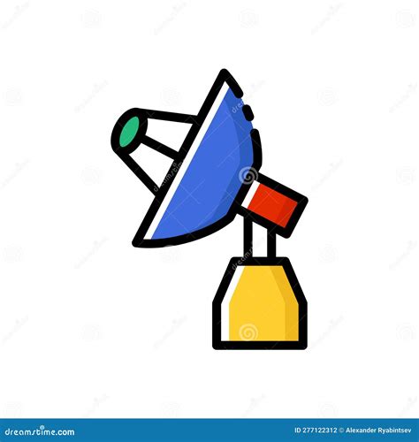 Satellite Dish Colourful Vector Illustration Parabolic Antenna Icon