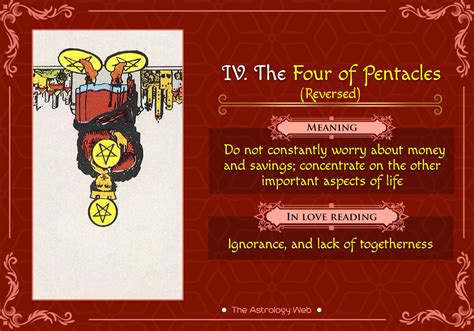 The Four Of Pentacles Tarot The Astrology Web
