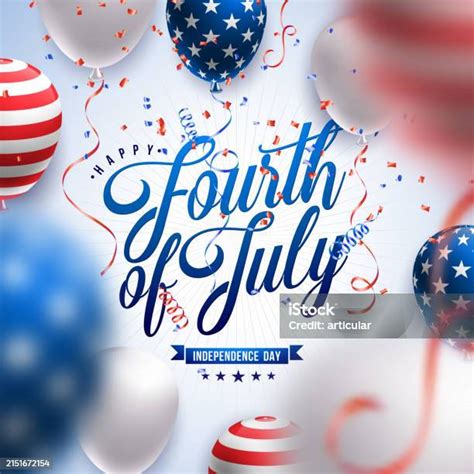 7 월 4 일 미국 독립 기념일 밝은 배경에 미국 국기 패턴 파티 풍선과 떨어지는 색종이 그림 7 월 4 일 국가 축 하 디자인 배너 인사말 카드 초대장 또는 Holid에
