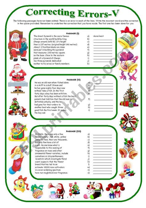 correcting errors v with answer key esl worksheet by vikral