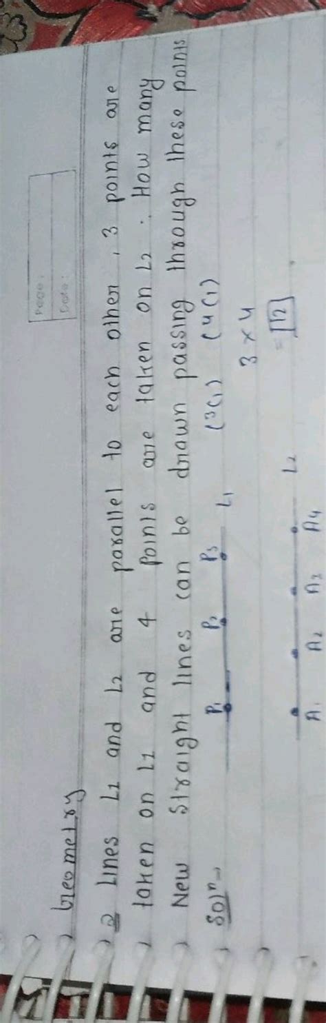 geometry 2 lines l1 and l2 are parallel to each other 3 points are tak