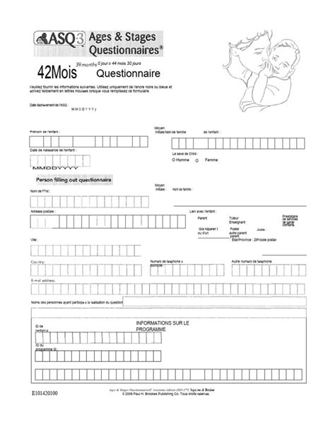 Questionnaire Asq 3 Pour Enfants 42 Mois Pdf