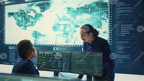 Cyber Defense Team Working In A Governmental Security Operations Center Stock Image Image Of