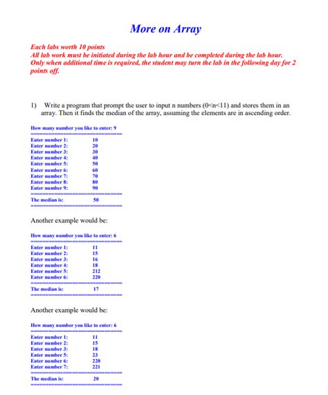 Solved More On Array Each Labs Worth Points All Lab Work Chegg Com
