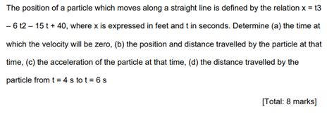 Solved The Position Of A Particle Which Moves Along A Chegg Com