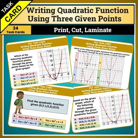 Teks Algebra 2 2a4a Task Card Writing Quadratic Function Using