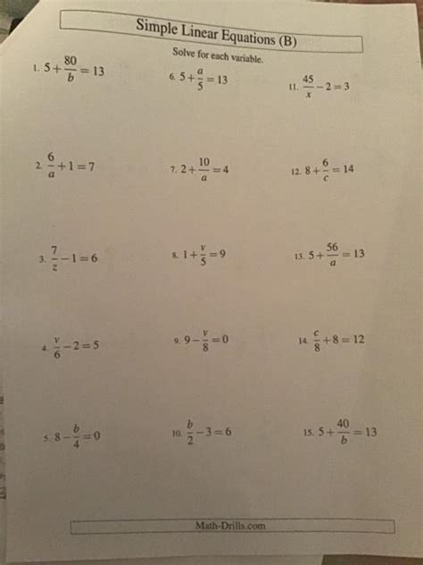 Simple Variable Equations Tessshebaylo
