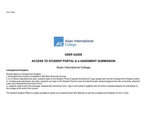 Pdf Guide To Access Student Portal And E Assignment Submission