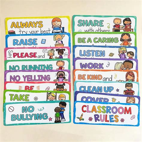 16 Pcs Classroom Rules Bulletin Board Set Big Cards School Supplies
