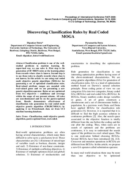 pdf discovering classification rules by real coded moga