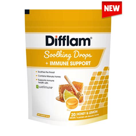 Difflam Soothing Drops Immune Support Honey And Lemon Flavour Difflam