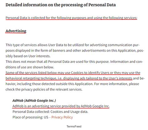 Privacy Policy For Admob Termsfeed