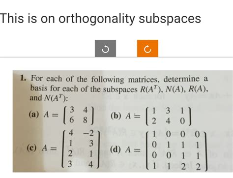 Answered 1 For Each Of The Following Matrices Bartleby