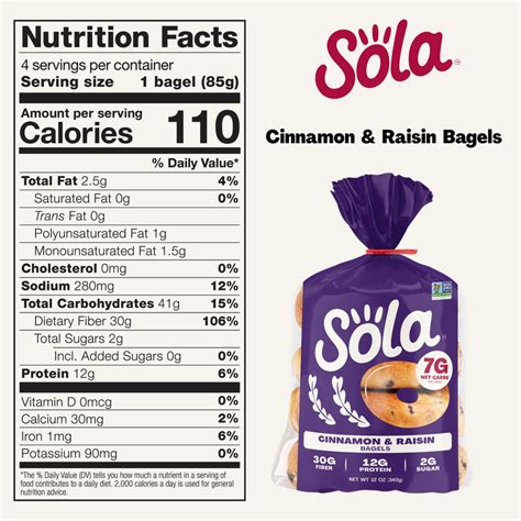 Sola Cinnamon And Raisin Low Carb Bagels The Sola Company