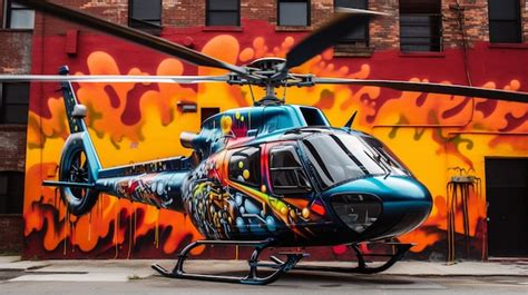Premium Photo A Graffiti Styled Artistic Helicopter Flying
