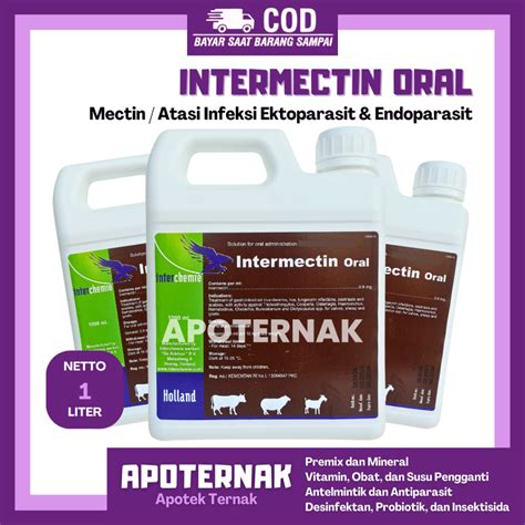 Jual Intermectin Oral 1 Liter Obat Parasit Ektoparasit Dan