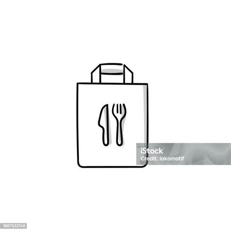 테이크 아웃 음식 스케치 낙서 벡터 라인 아이콘 편집 가능한 스트로크 Icon은 웹 디자인 모바일 앱 Ui Ux 및 Gui 디자인에 적합합니다 낙서 드로잉에 대한 스톡 벡터