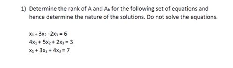 Solved Determine The Rank Of A And A B For The Following Set Chegg Com