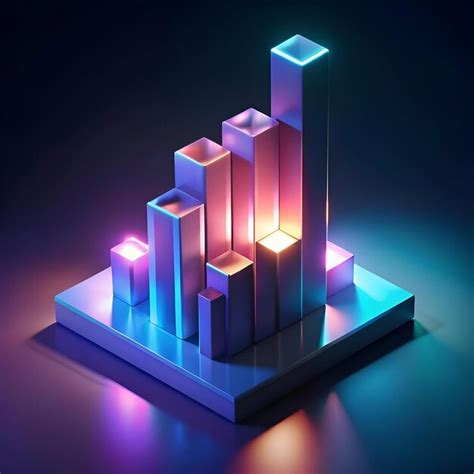 A Vibrant 3d Bar Chart Icon With Glowing Neon Accents Perfect For Showcasing Growth Success And
