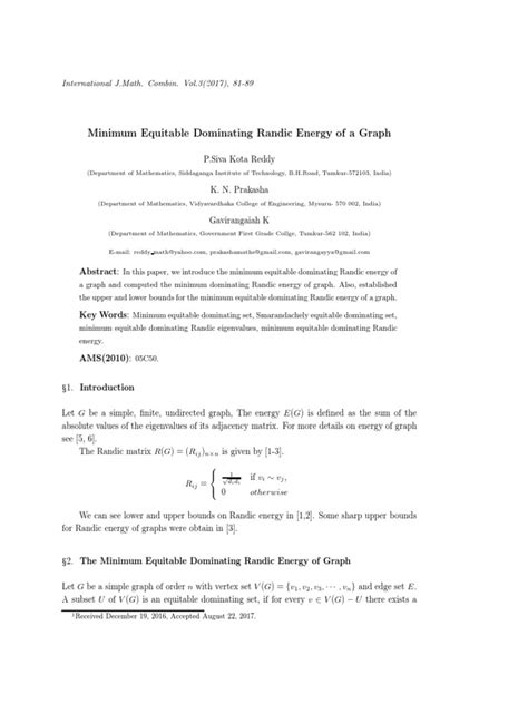 Minimum Equitable Dominating Randic Energy Of A Graph Pdf