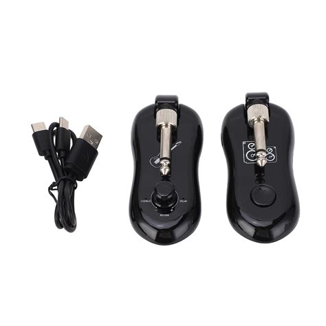 Black Guitar Wireless Transmitter Receiver Kit With Reverberation Type C Wireless Transmitter