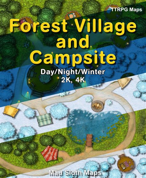 Forest Village And Campsite TTRPG Fantasy Battle Maps K K Mad Sloth Maps DriveThruRPG