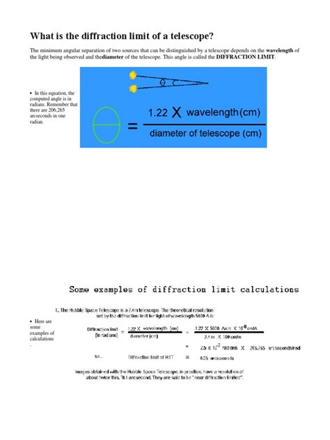 Diffraction Limit Of Telescope Pdf Diffraction Telescope