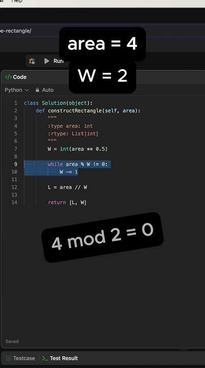 Leetcode 492 Construct The Rectangle Coding Python Faang