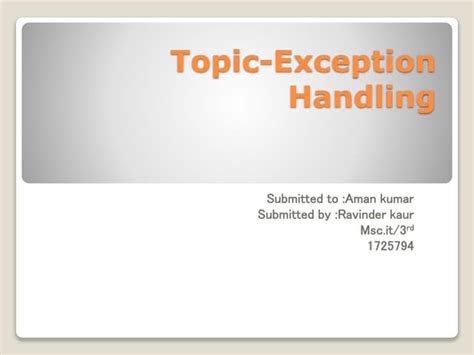 Exception Handling In Java Ppt