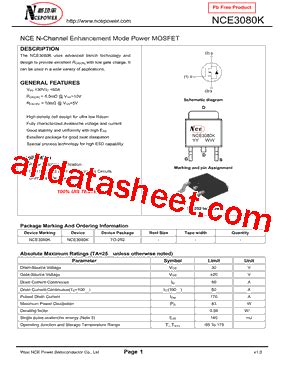 NCE3080K Datasheet(PDF) - Wuxi NCE Power Semiconductor Co., Ltd