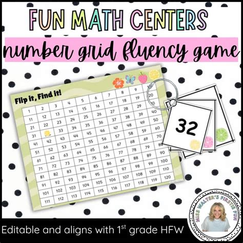 Number Grid Fluency Game Flip It And Find It By Miss Walters Firstie Fun
