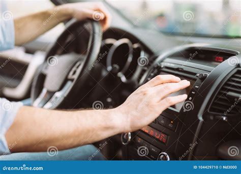 Man Using Navigation System While Driving Car Stock Photo Image Of Person Device 104429710