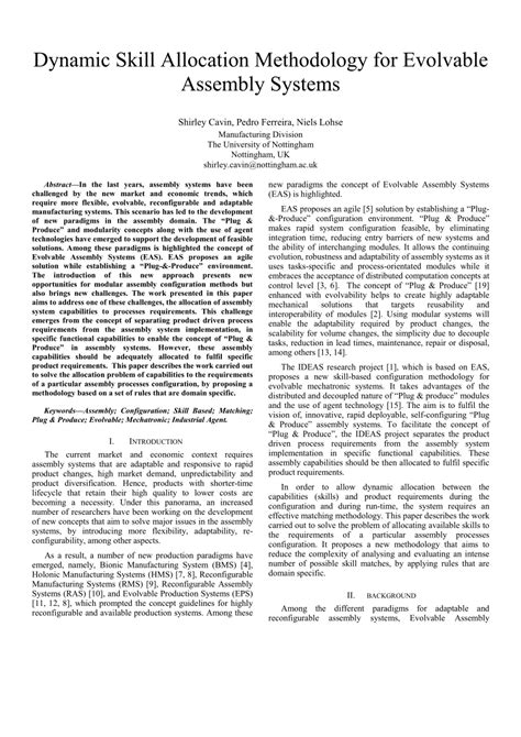 pdf dynamic skill allocation methodology for evolvable assembly systems