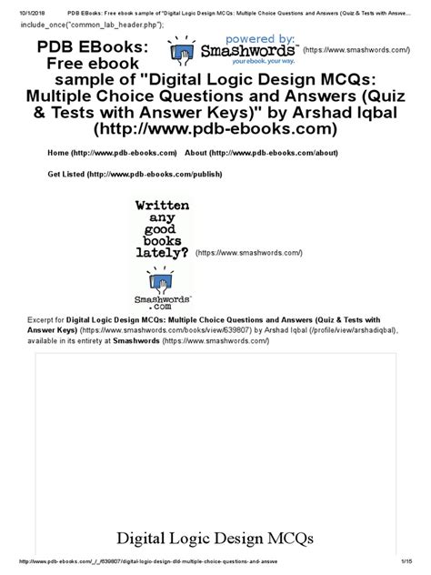 Pdb Ebooks Free Ebook Sample Of Digital Logic Design Mcqs Multiple Choice Questions And