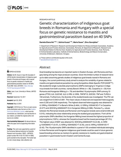 Pdf Genetic Characterization Of Indigenous Goat Breeds In Romania And