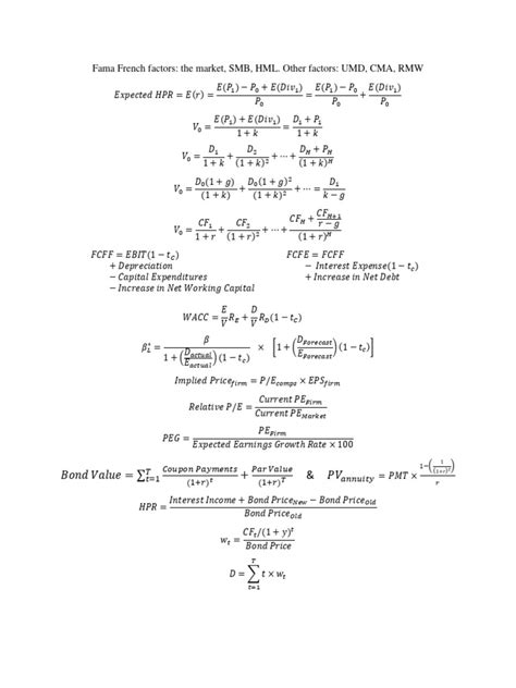 Exam 3 Formula Sheet Pdf